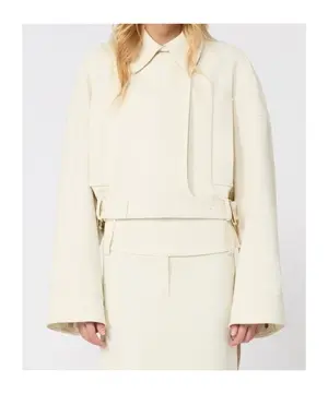 Sportmax Cropped Buckle-detail Jacket - Ivory