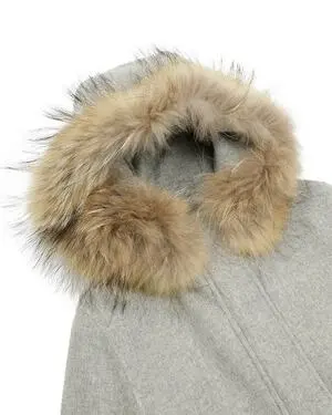 Max Mara Hooded Overcoat With Fur Trim