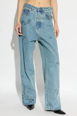 Vetements Stamp Print Wide-leg Jeans