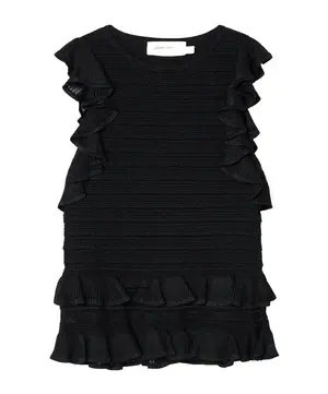Zimmermann Luna Ruffled Knit Top - Black