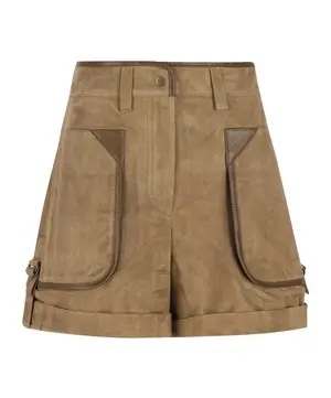 Isabel Marant Étoile Suede Buckled Shorts - Brown