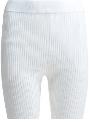 GANNI Ribbed Knit Crocheted Hem Trousers