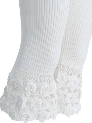 GANNI Ribbed Knit Crocheted Hem Trousers