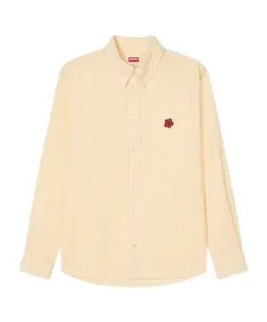 Kenzo Boke Flower' Embroidered Casual Shirt In Seersucker Cotton - Vanilla