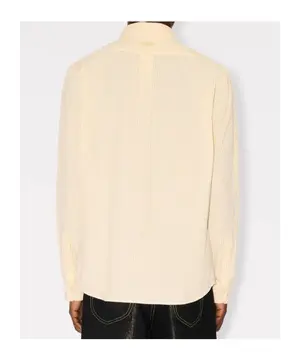 Kenzo Boke Flower' Embroidered Casual Shirt In Seersucker Cotton - Vanilla