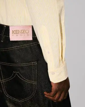 Kenzo Boke Flower' Embroidered Casual Shirt In Seersucker Cotton - Vanilla