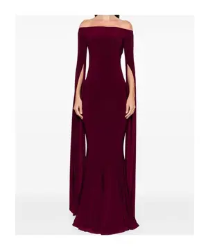 Norma Kamali Off-shoulder Fishtail Gown With Ribbon Sleeves