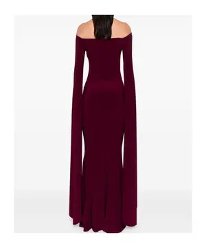 Norma Kamali Off-shoulder Fishtail Gown With Ribbon Sleeves