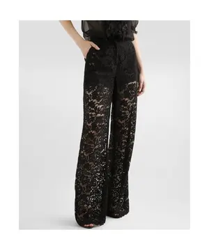 Dolce & Gabbana Lace Wide-leg Pants - Black
