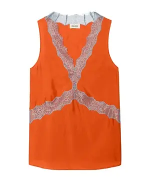 Zadig&Voltaire Tasao Silk Camisole With Lace Embellishments