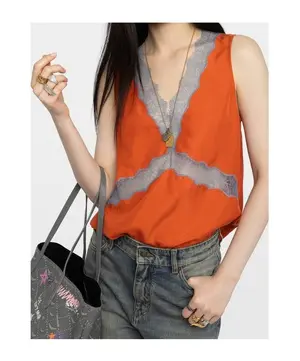Zadig&Voltaire Tasao Silk Camisole With Lace Embellishments
