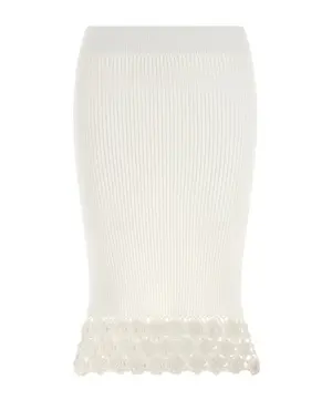 GANNI Ribbed Knit Midi Skirt With Crochet Hem