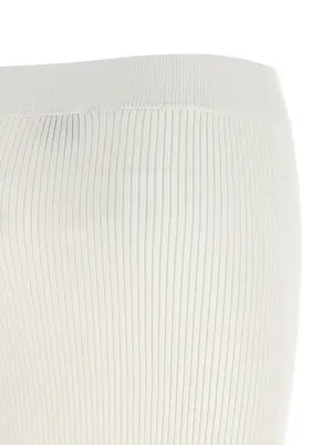 GANNI Ribbed Knit Midi Skirt With Crochet Hem