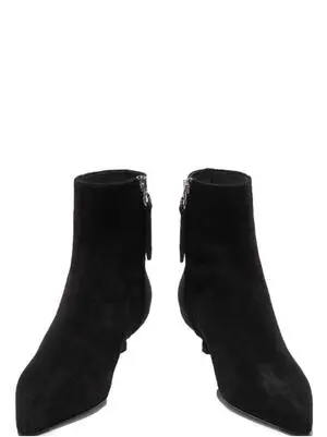 AeydĒ Short Pointed Toe Zip Up Ankle Boots - Black