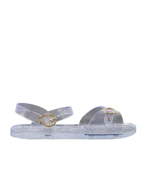 ANCIENT GREEK SANDALS Recycled Pvc Slingback Sandals With Winged Buckle - Gray