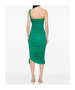 Simkhai One-shoulder Pleated Midi Dress With Tassel Embellishment