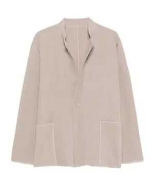 Issey Miyake Homme Plissé Herringbone Casual Jacket - Beige
