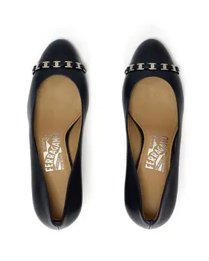 FERRAGAMO Round Toe Wedge Heels - Black