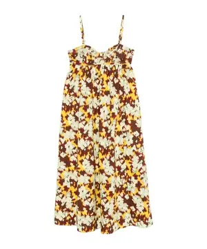 Ulla Johnson Sweetheart Neckline Midi Dress With Embroidered Floral Accents