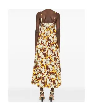 Ulla Johnson Sweetheart Neckline Midi Dress With Embroidered Floral Accents