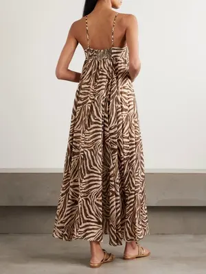 Zimmermann Wanderlust Zebra-print Midi Dress