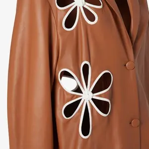 Fendi Floral Cut-out Leather Overcoat