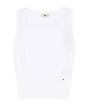 Herno Sleeveless Round Neck Top With Ribbed Details - White