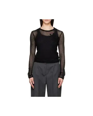 GANNI Floral Appliqué Crochet-knit Sweater