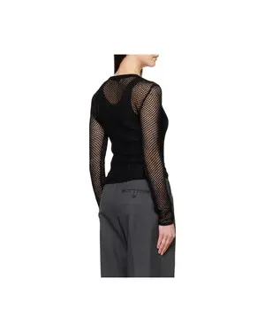 GANNI Floral Appliqué Crochet-knit Sweater