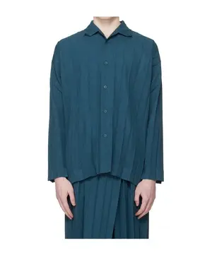 Issey Miyake Edge Ensemble Pleated Shirt - Navy