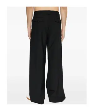 Casablanca Pleated Wide Leg Trousers - Black