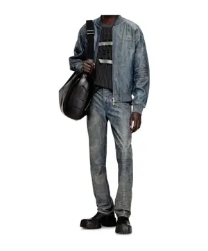 DIESEL® Straight Leg Leather Jeans