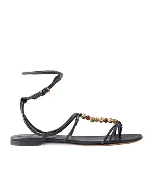 Isabel Marant Étoile Yctoria Beaded-strap Leather Sandals - Black