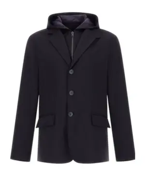 Herno Hooded Jersey Blazer With Removable Bib - Blue