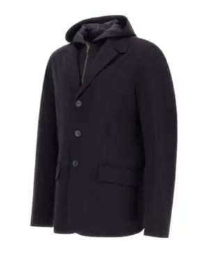 Herno Hooded Jersey Blazer With Removable Bib - Blue