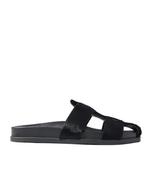 ANCIENT GREEK SANDALS Calf Hair Slip-on Sandals - Black
