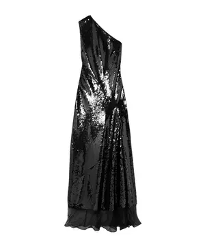 Stella McCartney One-shoulder Sequined Gown - Black