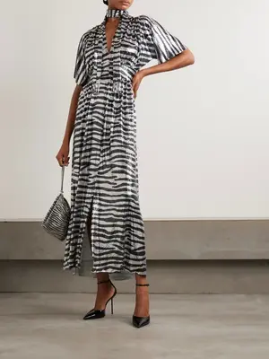 Rabanne Zebra-print Chainmail Maxi Dress