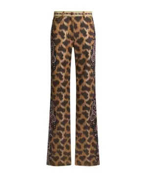 Etro Animalier Embroidered Flared Jeans - Brown