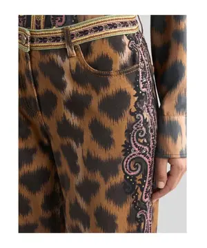 Etro Animalier Embroidered Flared Jeans - Brown