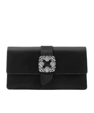 Manolo Blahnik Capri Crystal-embellished Satin Clutch - Gray