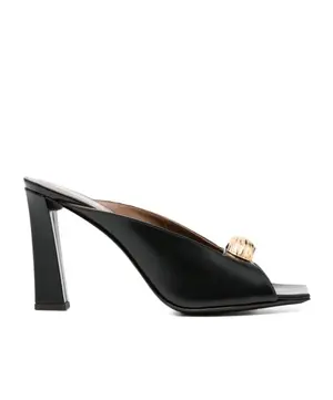 GIUSEPPE ZANOTTI Embellished Square Toe Heeled Mules - Black