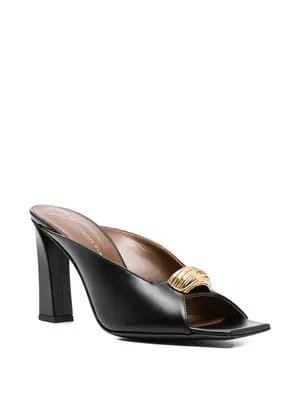 GIUSEPPE ZANOTTI Embellished Square Toe Heeled Mules - Black