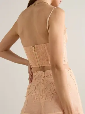 Zimmermann Rebellion Filigree-collar Corset - Peach