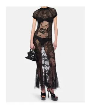 Attico Lace Midi Dress - Black