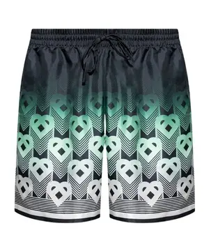 Casablanca Printed Elastic Waist Shorts - Black
