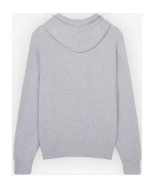 Maison Kitsuné Logo Printed Drawstring Hoodie - Gray