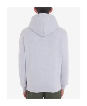 Maison Kitsuné Logo Printed Drawstring Hoodie - Gray