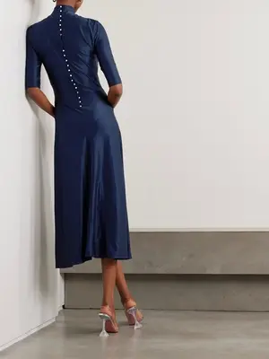 Rabanne Embellished High Neck Midi Dress