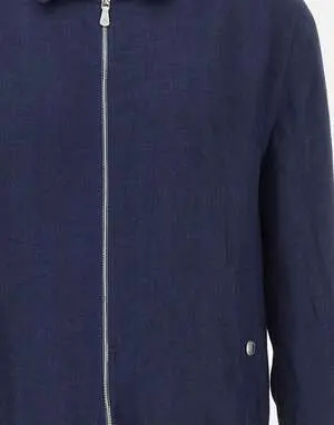 Eleventy Zip-up Collared Shirt Jacket - Blue